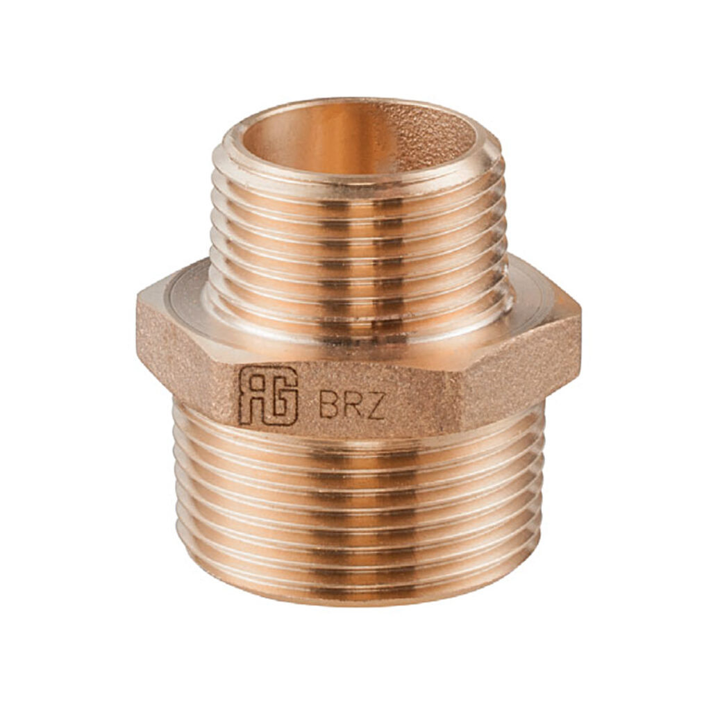 Guidi Male-Male Reducing Nipple Bronze Pipe Fitting 0245B